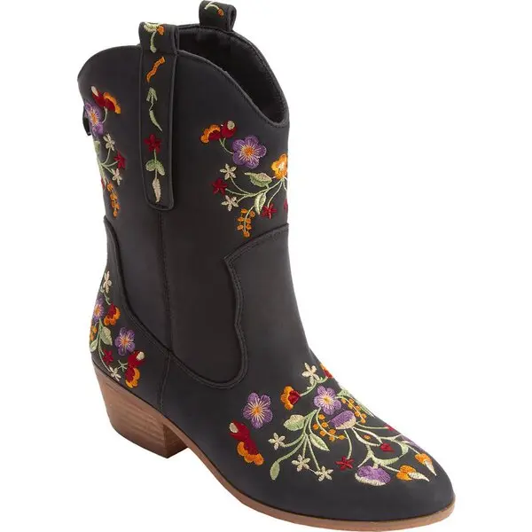 COMFORTVIEW The Irma Wide Calf Embroidered Boots - Black