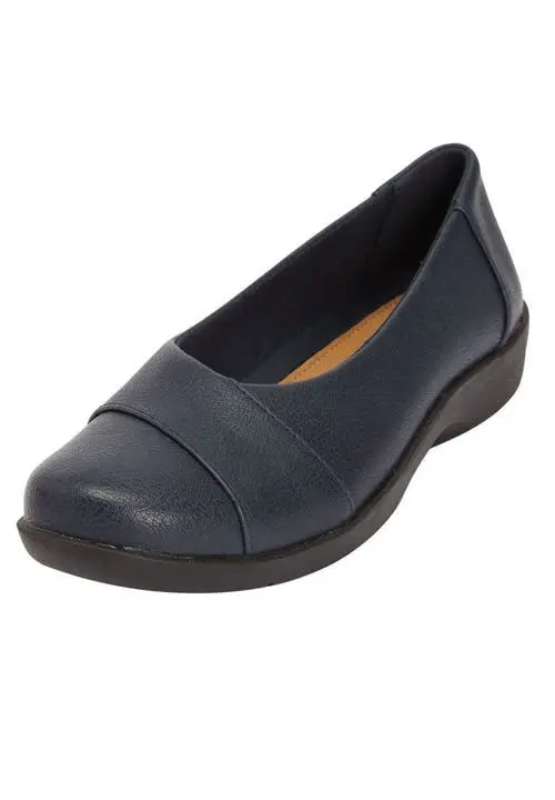 COMFORTVIEW Gab Faux Leather Slip On Flat - Navy