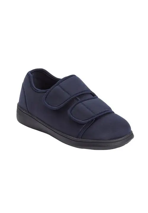 COMFORTVIEW Extra Wide Microbacterial Walking Shoe With Adjustable Straps - Navy