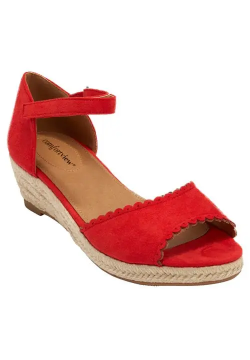 COMFORTVIEW Espadrille Wedge Sandals - Red
