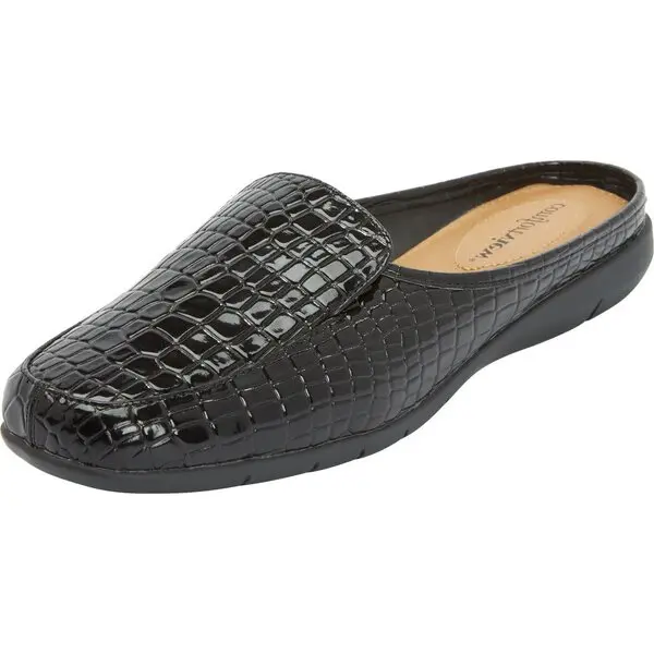 COMFORTVIEW Estelle Slip-on Mule With Crocodile Effect - Black