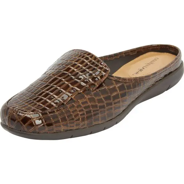 COMFORTVIEW Estelle Slip-on Mule With Crocodile Effect - Brown