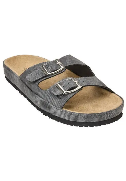 COMFORTVIEW Maxi Adjustable Slip-on Footbed Sandal - Black