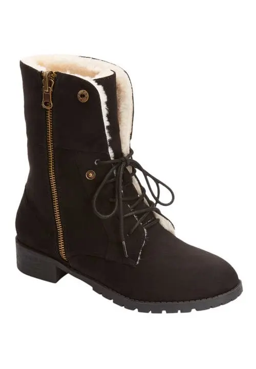 COMFORTVIEW Leighton Lace-up Convertible Shaft Weather Boots - Black