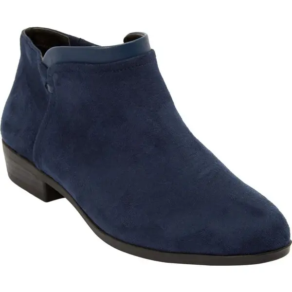 COMFORTVIEW The Bexley Bootie With Suede-like Upper And Leather-like Trim - Navy