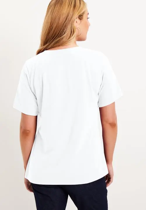 JUNE + VIE Short-sleeve V-neck Tee - Black