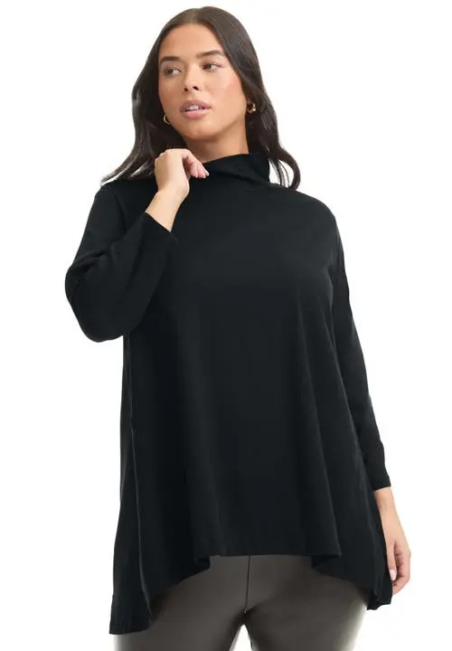 JUNE + VIE Mock-neck Tunic - Black