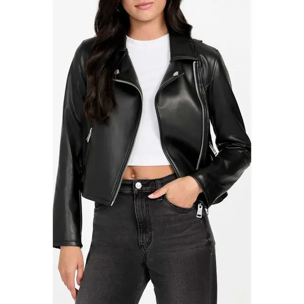 Guess Miko Faux Leather Moto Jacket - Black