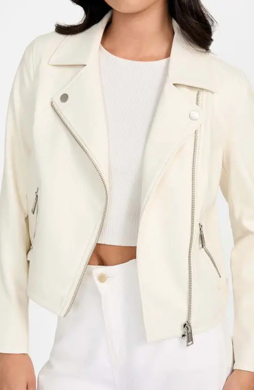 Guess Faux Leather Moto Jacket - White