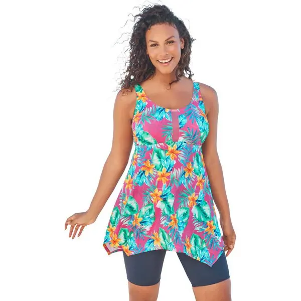 SWIM 365 Longer Length Tankini Top - Hula Palm