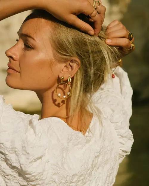 OTTOMAN HANDS Aristea Bead Hoop Earrings - Brass