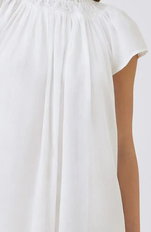 PAPINELLE Shirred Neck Cotton Maxi Nightie Nightgown