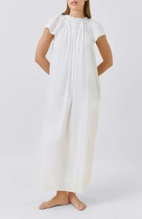 PAPINELLE Shirred Neck Cotton Maxi Nightie Nightgown