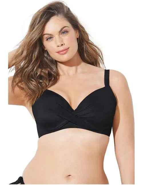 SWIMSUITS FOR ALL Dame Underwire Bikini Top - Black