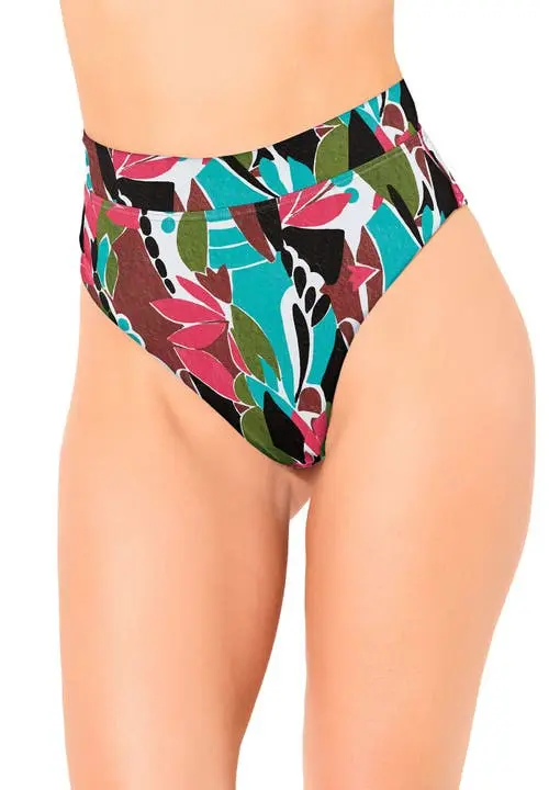 SWIMSUITS FOR ALL High Waist Cheeky Bikini Brief - Abstract Island
