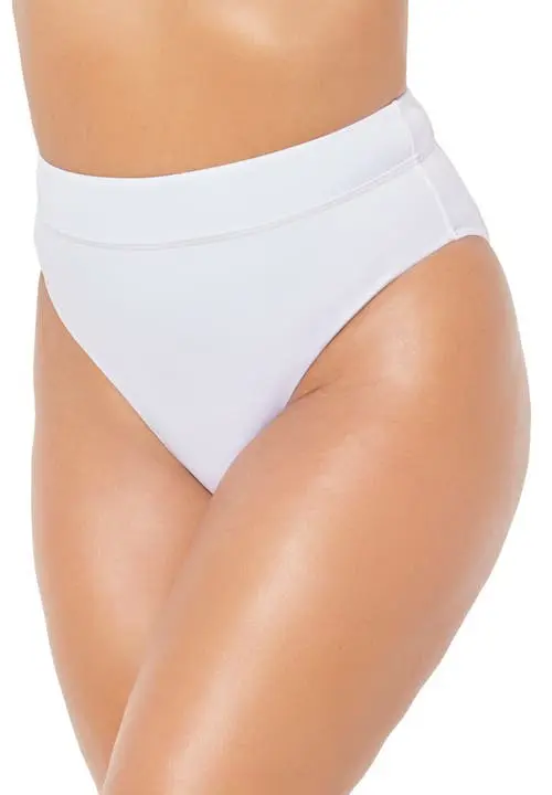 SWIMSUITS FOR ALL High Waist Cheeky Bikini Brief - White
