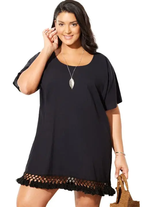 SWIMSUITS FOR ALL Courtney Tassel Tunic - Black