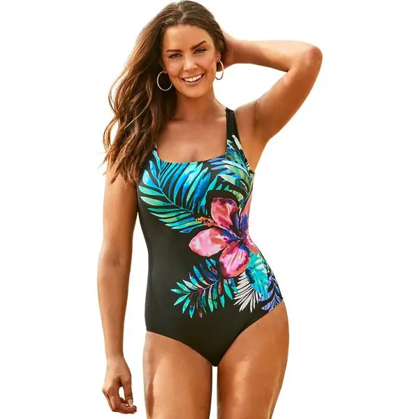 SWIMSUITS FOR ALL Printed Tank One-piece Swimsuit - Floral
