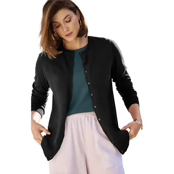 JESSICA LONDON Fine Gauge Button-front Cardigan - Black