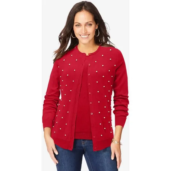 JESSICA LONDON Fine Gauge Button-front Cardigan - Red