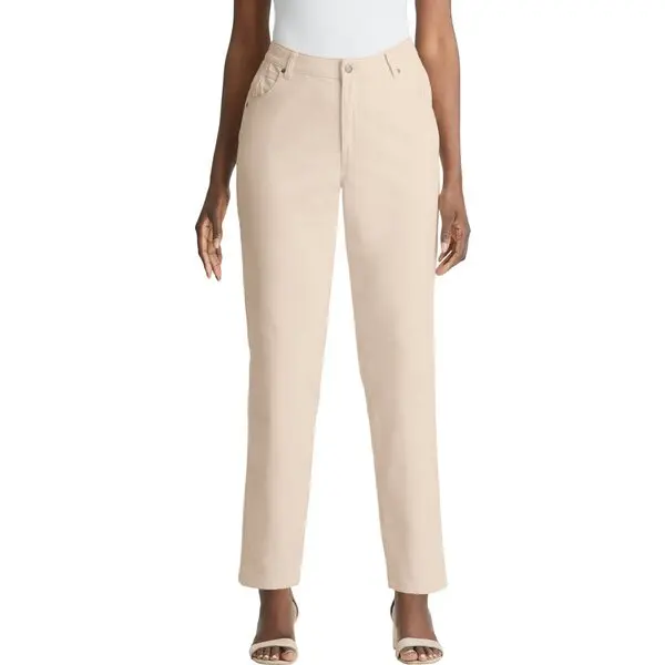 JESSICA LONDON Classic Cotton Denim Straight-leg Jean - Oatmeal