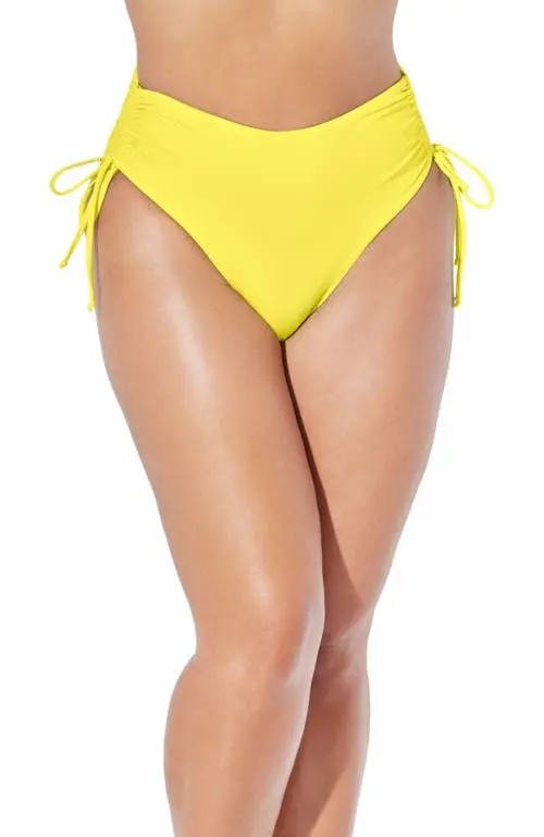 SWIMSUITS FOR ALL Ruched Side Tie Tummy Control Bikini Bottom - Pineapple