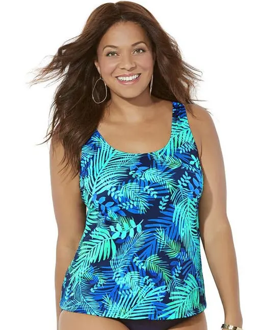 SWIMSUITS FOR ALL Classic Tankini Top - Bright Palms