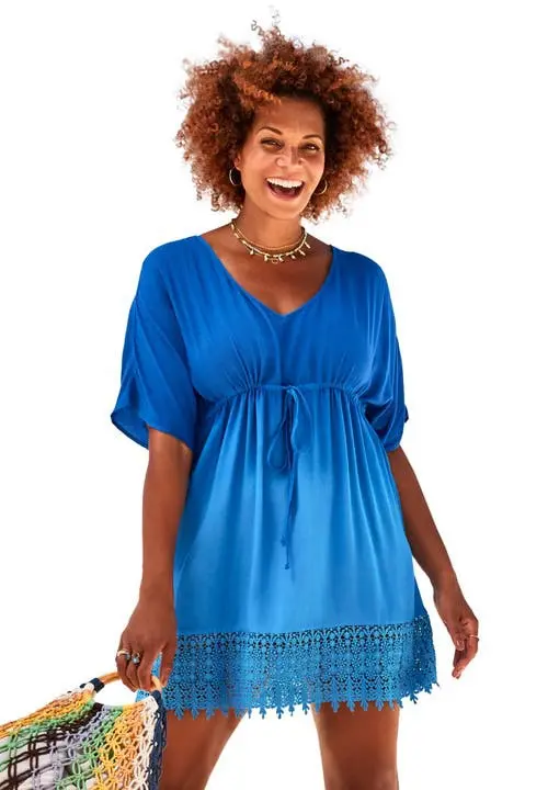 SWIMSUITS FOR ALL Renee Ombre Cover Up Dress - Royal Ocean Drive Dip Dye