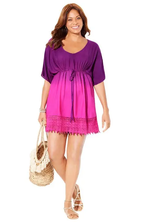 SWIMSUITS FOR ALL Renee Ombre Cover Up Dress - Spice Fruit Punch