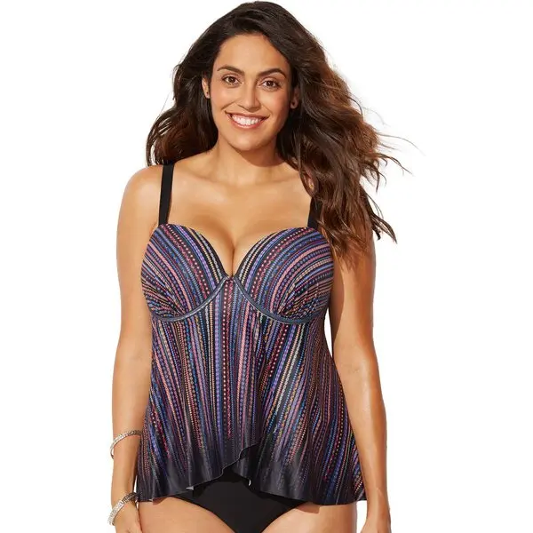SWIMSUITS FOR ALL Flyaway Underwire Tankini Top - Friendship