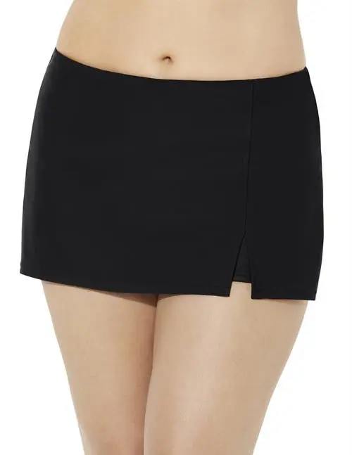 SWIMSUITS FOR ALL Side Slit Swim Skort - Black