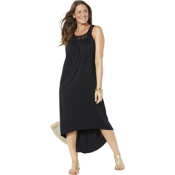 SWIMSUITS FOR ALL Margarita High Low Cover Up Dress - Black