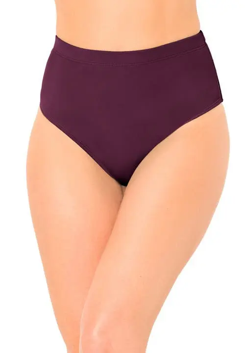 SWIMSUITS FOR ALL Chlorine Resistant Full Coverage Brief - Black Cherry