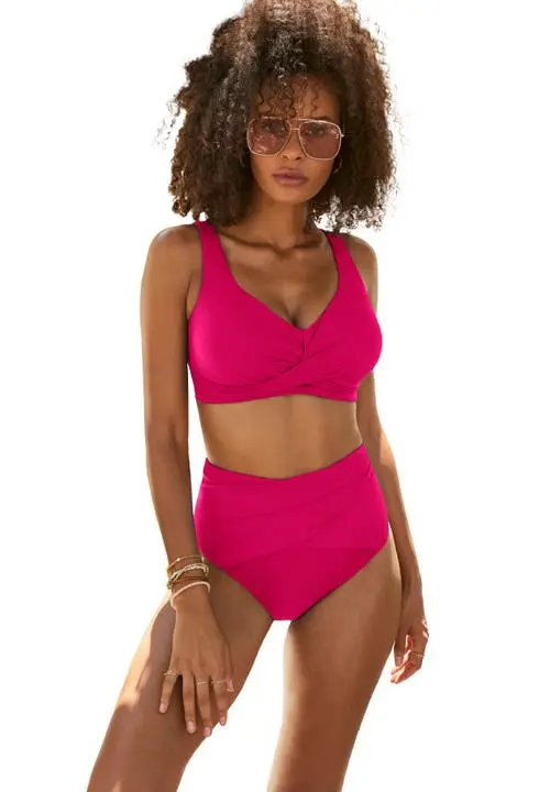 SWIMSUITS FOR ALL Twist Front Bikini Top - Rose