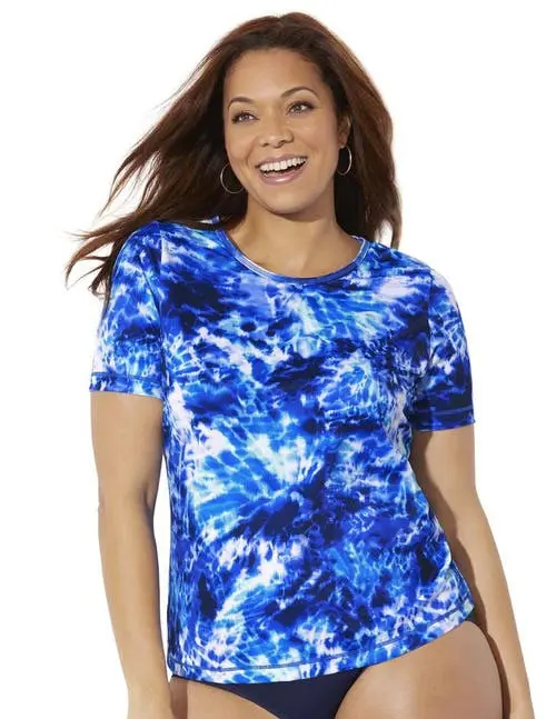 SWIMSUITS FOR ALL Chlorine Resistant Swim Tee Rash Guard - Tie Dye