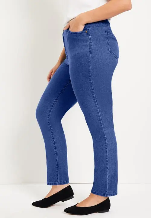 JUNE + VIE Curvie Fit Straight-leg Jeans - Medium Blue