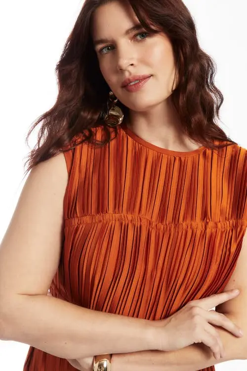 JUNE + VIE Boatneck Cap Sleeve Pleated Maxi Dress