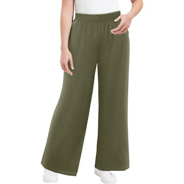 JUNE + VIE Wide-leg Pant - Dark Olive Green