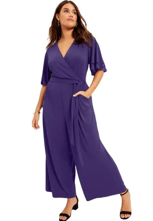 JUNE + VIE Wide-leg Jumpsuit - Midnight Violet