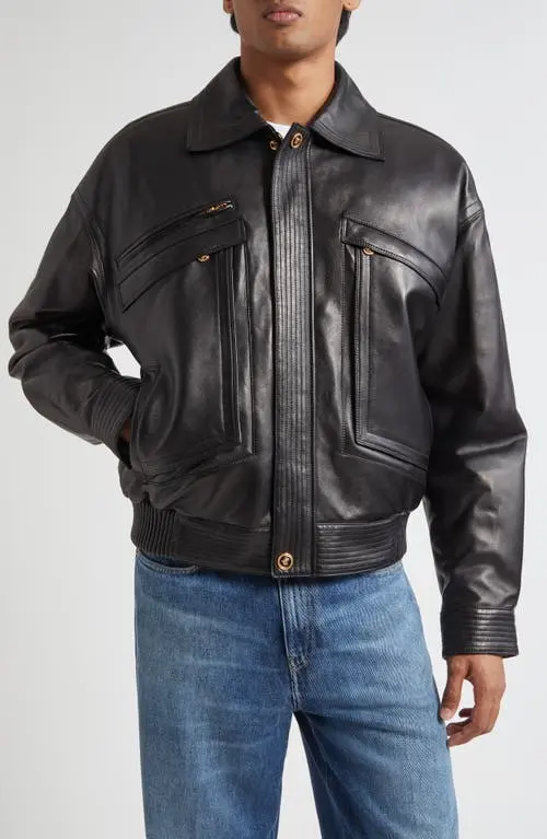 Versace Plongé Leather Blouson Jacket