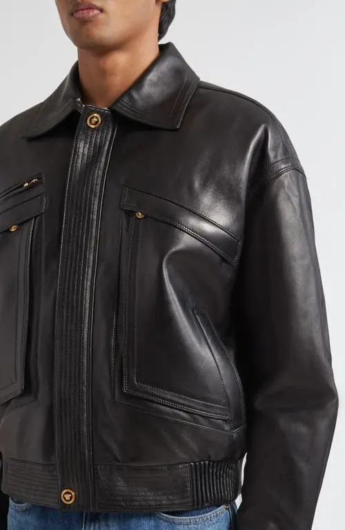 Versace Plongé Leather Blouson Jacket
