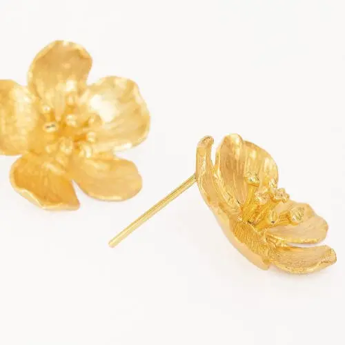 OTTOMAN HANDS Buttercup Flower Stud Earrings - Brass