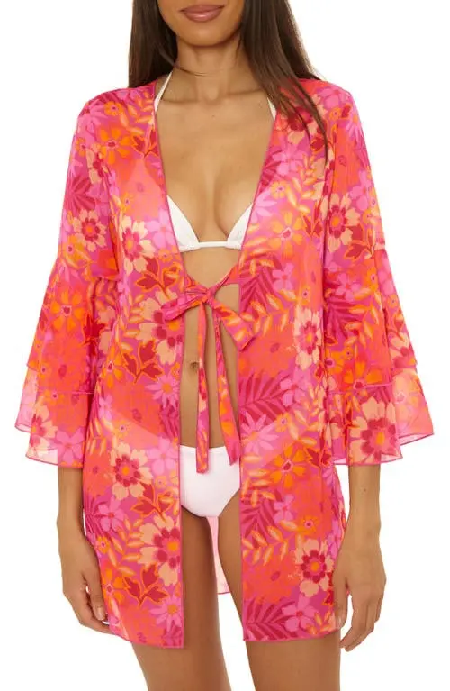 BECCA® By Rebecca Virtue Copacabana Chiffon Cover-up Tunic - Pink Multi