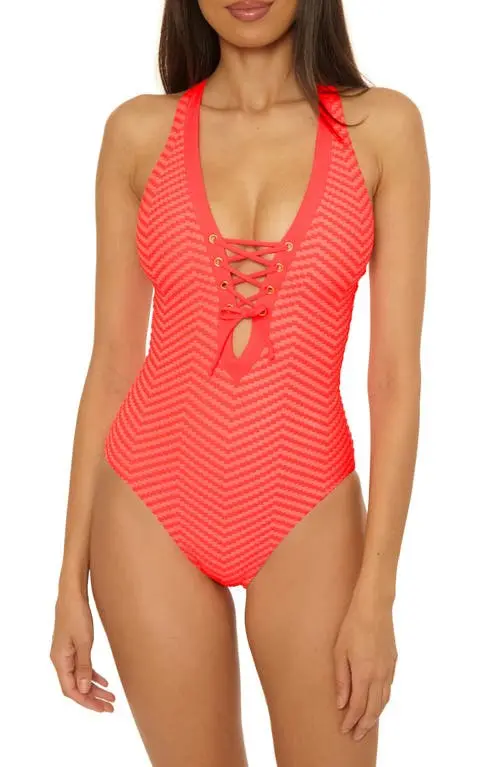 BECCA® By Rebecca Virtue Connect Plunge One-piece Swimsuit - Dragon Fire
