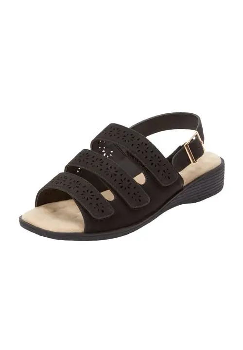 COMFORTVIEW The Sutton Suede-like Adjustable Sandal - Black