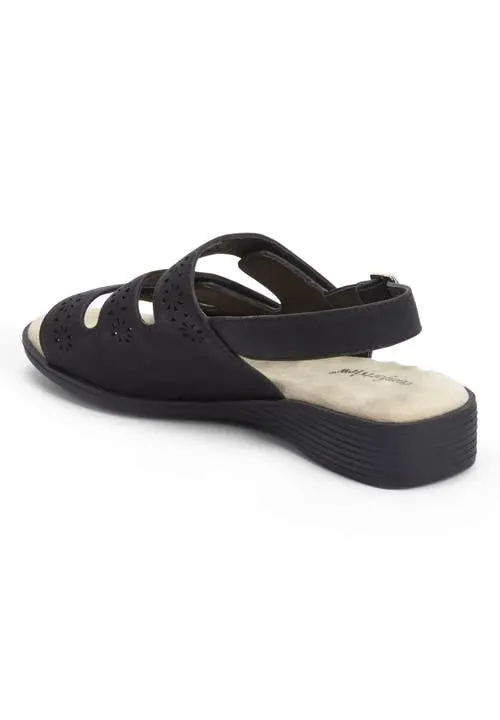 COMFORTVIEW Sutton Suede-like Adjustable Sandal - Black