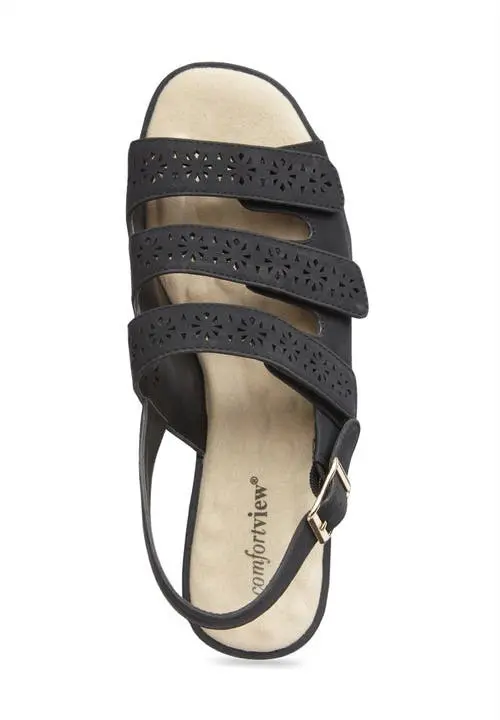 COMFORTVIEW Sutton Suede-like Adjustable Sandal - Black