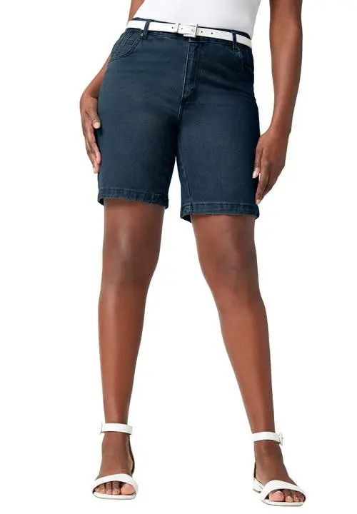 JESSICA LONDON Classic Cotton Denim Shorts - Indigo