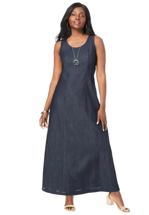 JESSICA LONDON Denim Maxi Dress - Indigo