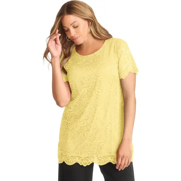 JESSICA LONDON Stretch Lace Tunic - Butter